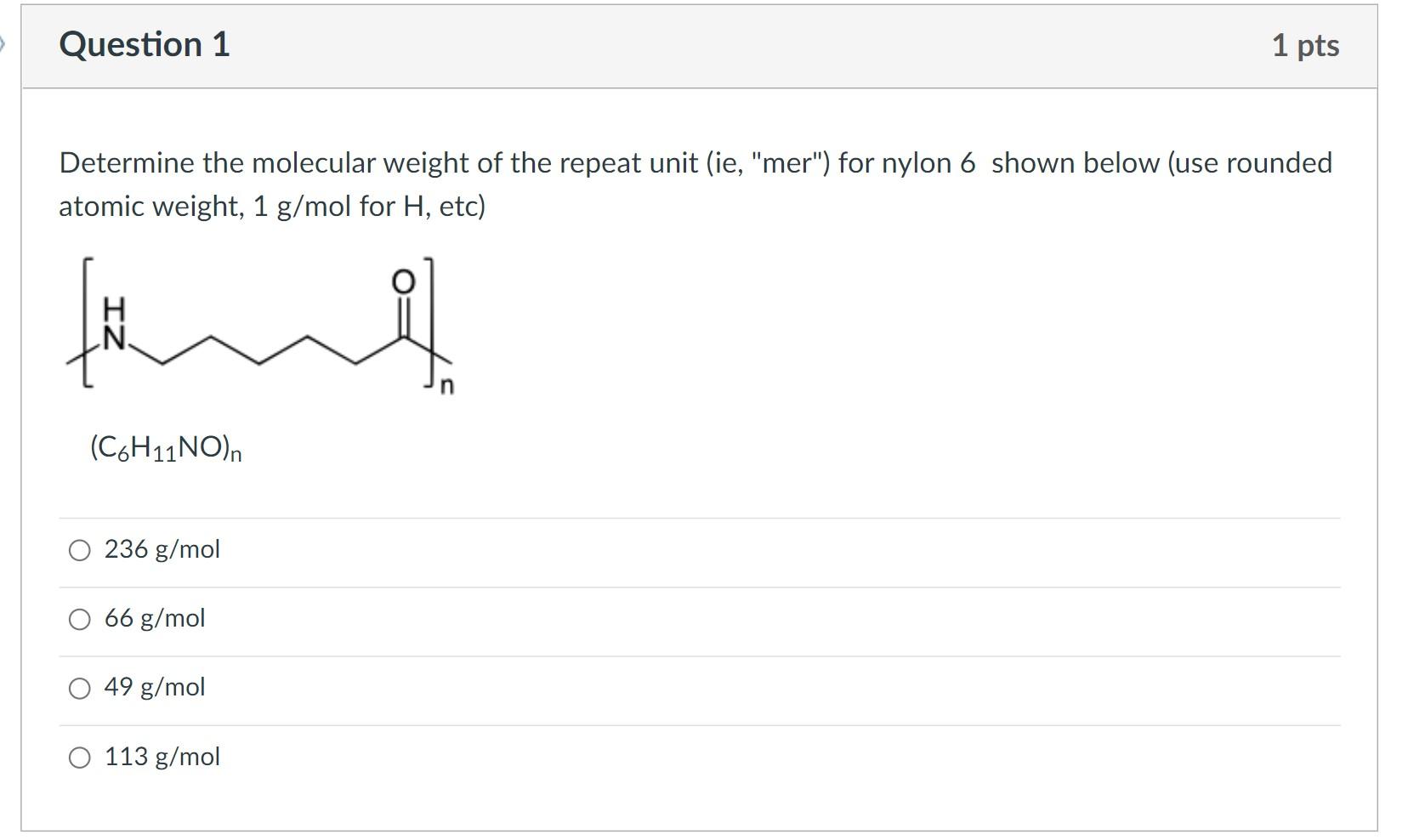 Solved Determine the molecular weight of the repeat unit | Chegg.com