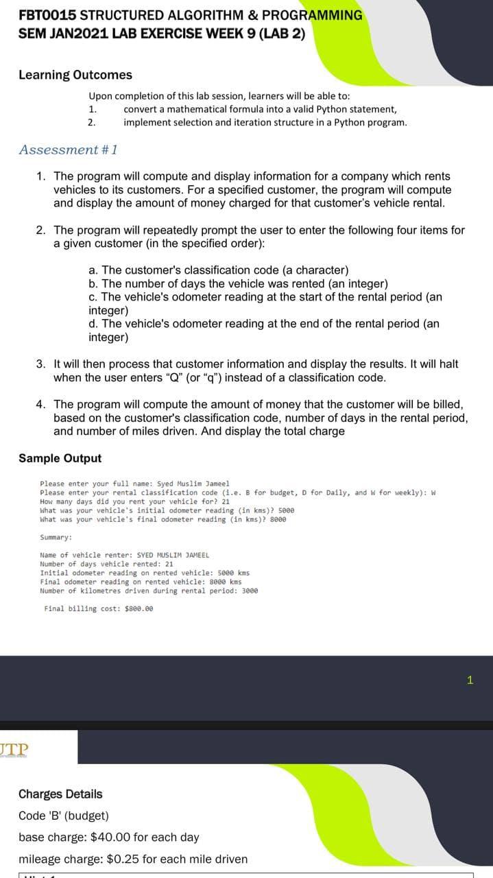 Solved FBTO015 STRUCTURED ALGORITHM & PROGRAMMING SEM | Chegg.com