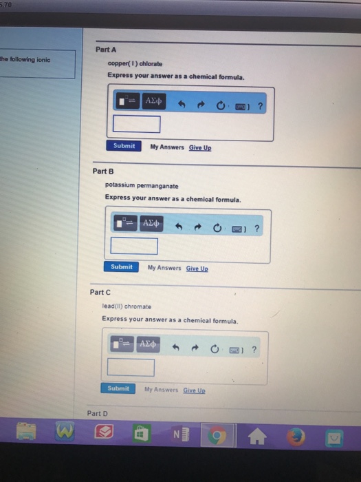 Solved Part A the following ionic copper( I) chlorate | Chegg.com