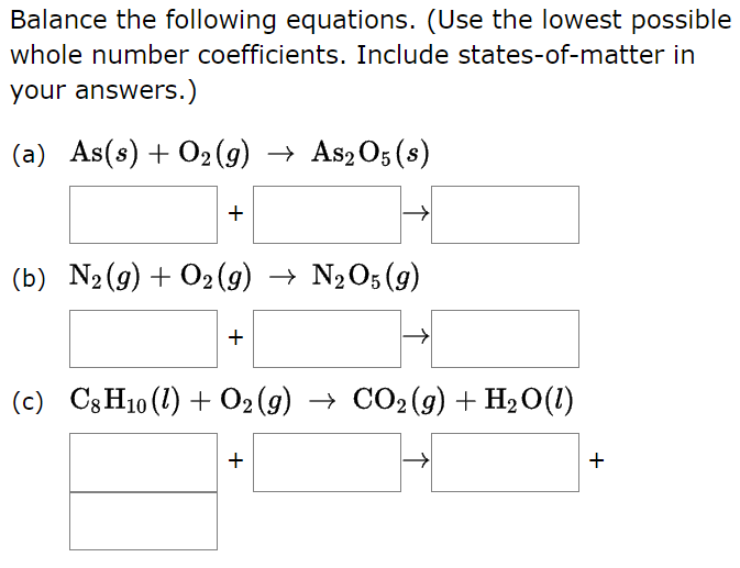 Solved Balance the following equations. (Use the lowest | Chegg.com