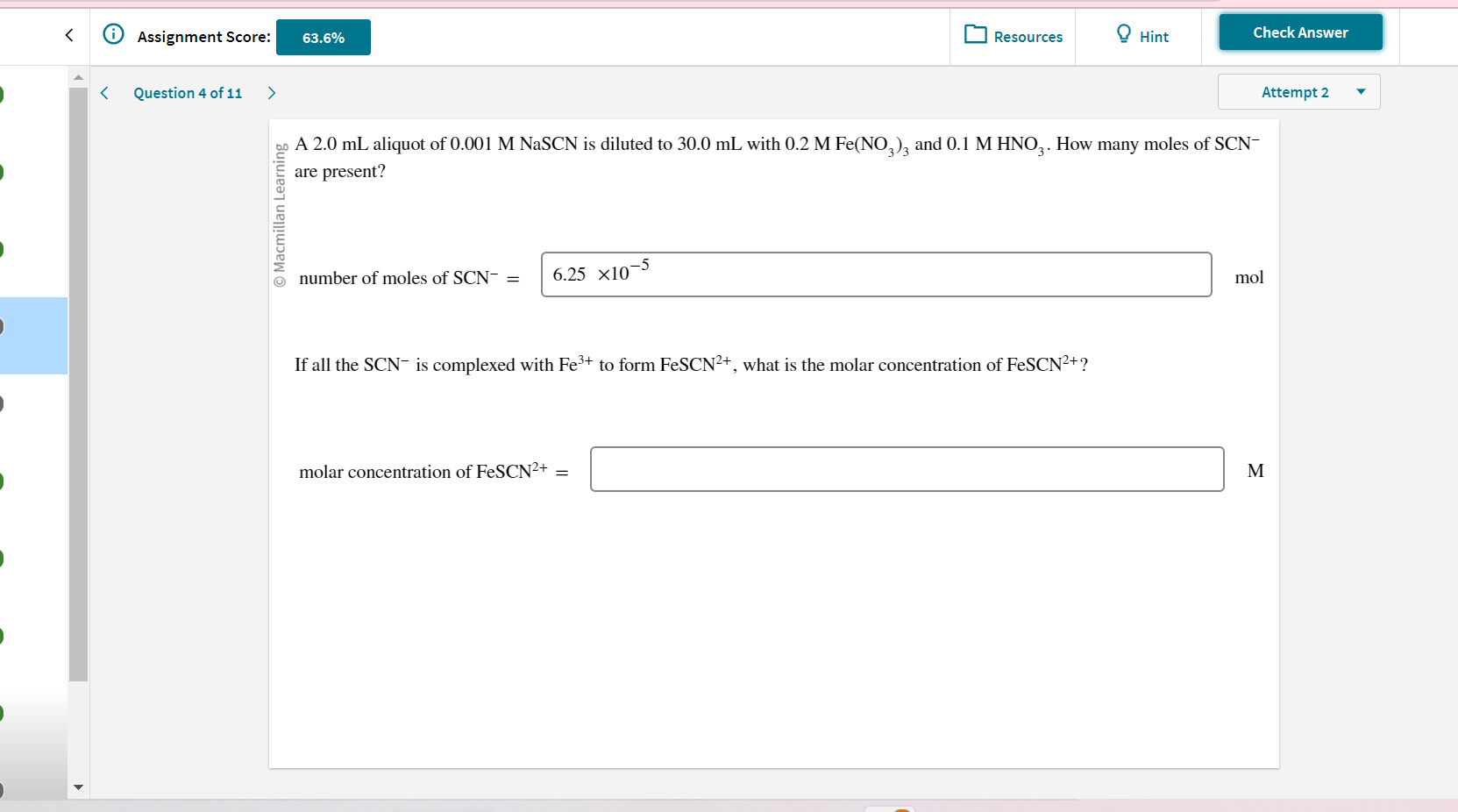 Table 1 has standard solutions and Table 2 has test | Chegg.com