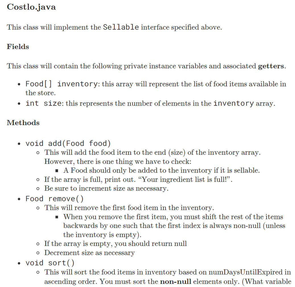 Solved Could you please help me out writing this class? The | Chegg.com