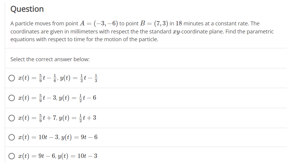 Solved Question A particle moves from point A= (-3,-6) to | Chegg.com