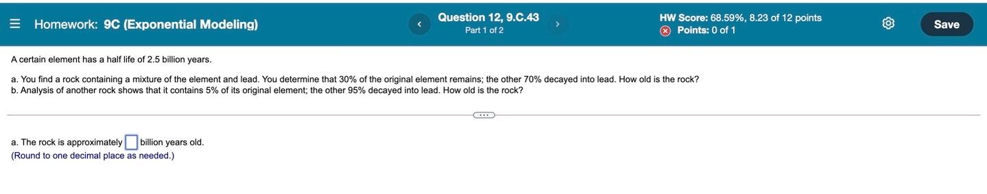 Solved Homework: 9C (Exponential Modeling) Question 12, | Chegg.com