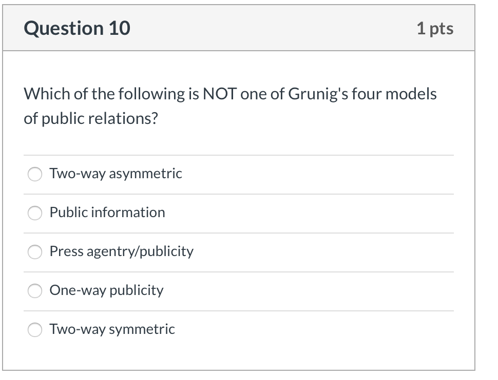 Solved Question 10 1 pts Which of the following is NOT one | Chegg.com