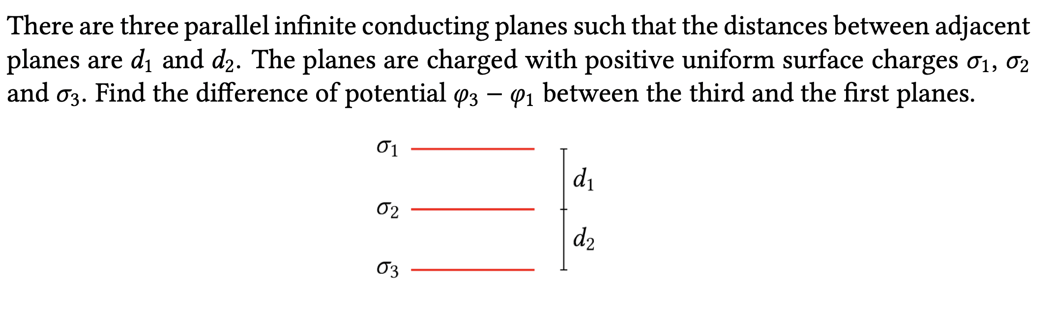 Solved There are three parallel infinite conducting planes | Chegg.com