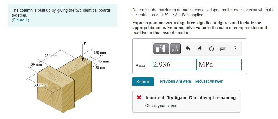 Solved The column is built up by gluing the two identical | Chegg.com