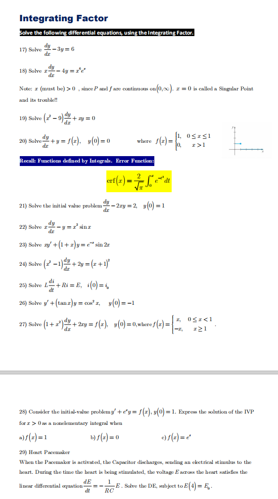 Solved Integrating Factor Solve the following differential | Chegg.com