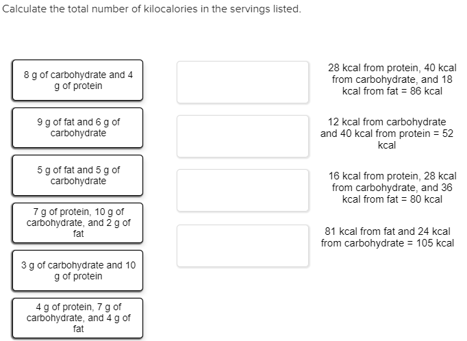Solved Calculate the total number of kilocalories in the | Chegg.com