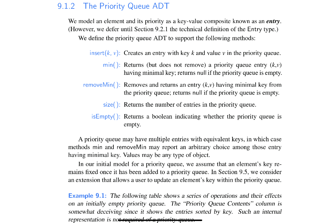 Solved Refer to textbook Goodrich 9.2 Priority Queue ADT, | Chegg.com