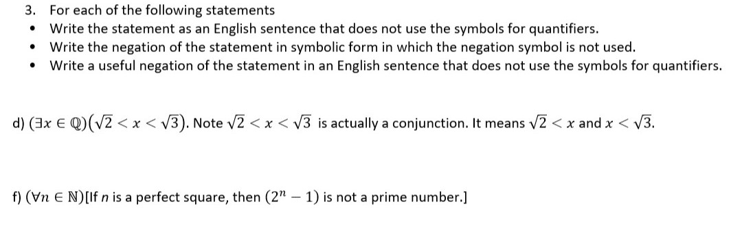Solved . 3. For each of the following statements Write the | Chegg.com