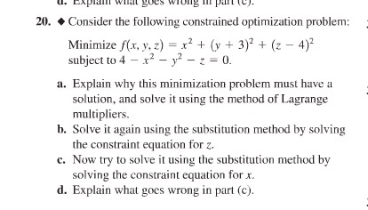 Solved 20. Consider the following constrained optimization | Chegg.com