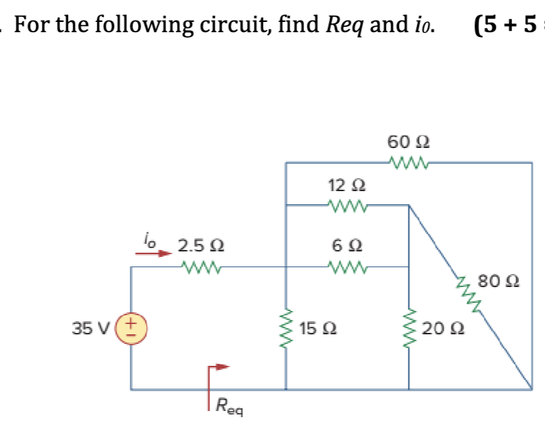 Solved For the following circuit, find Req and io. | Chegg.com