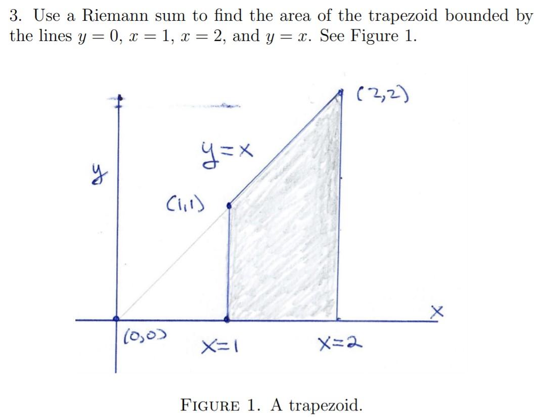 Solved 3. Use a Riemann sum to find the area of the | Chegg.com