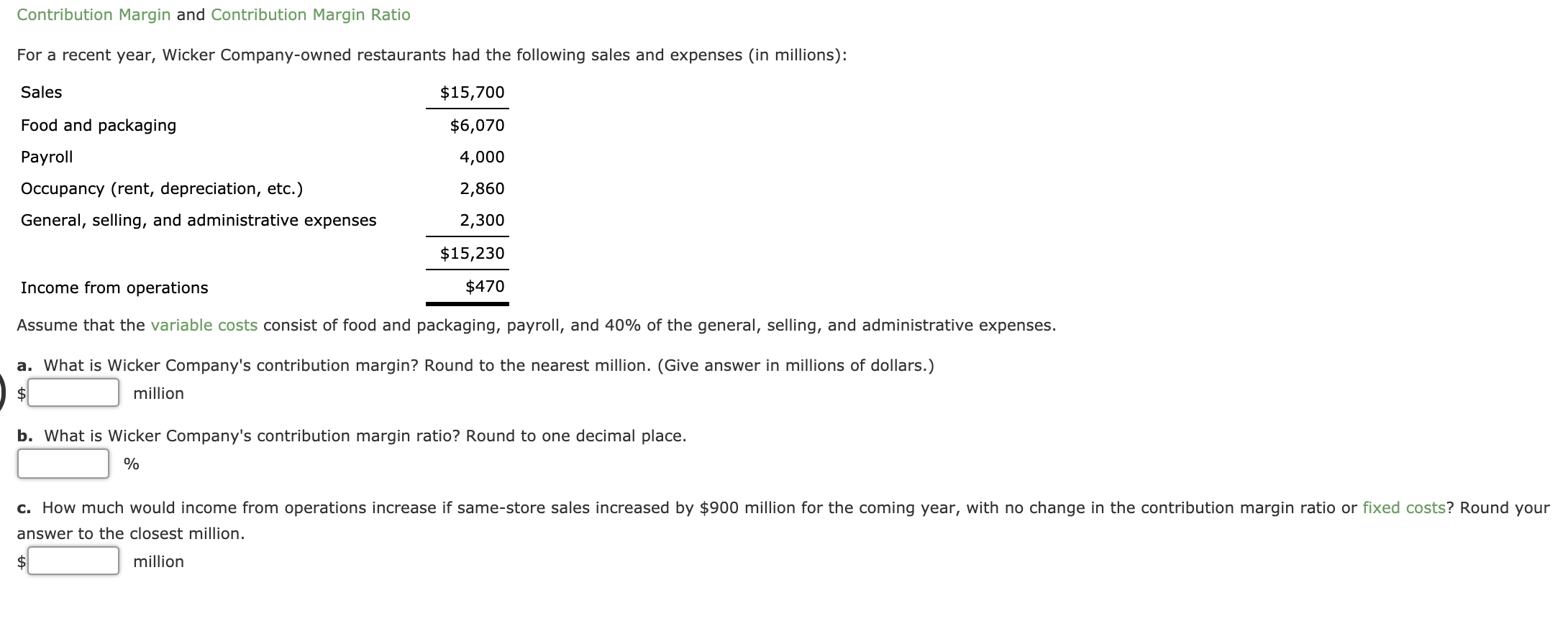 Solved Relevant Range and Fixed and Variable costs Vagel | Chegg.com