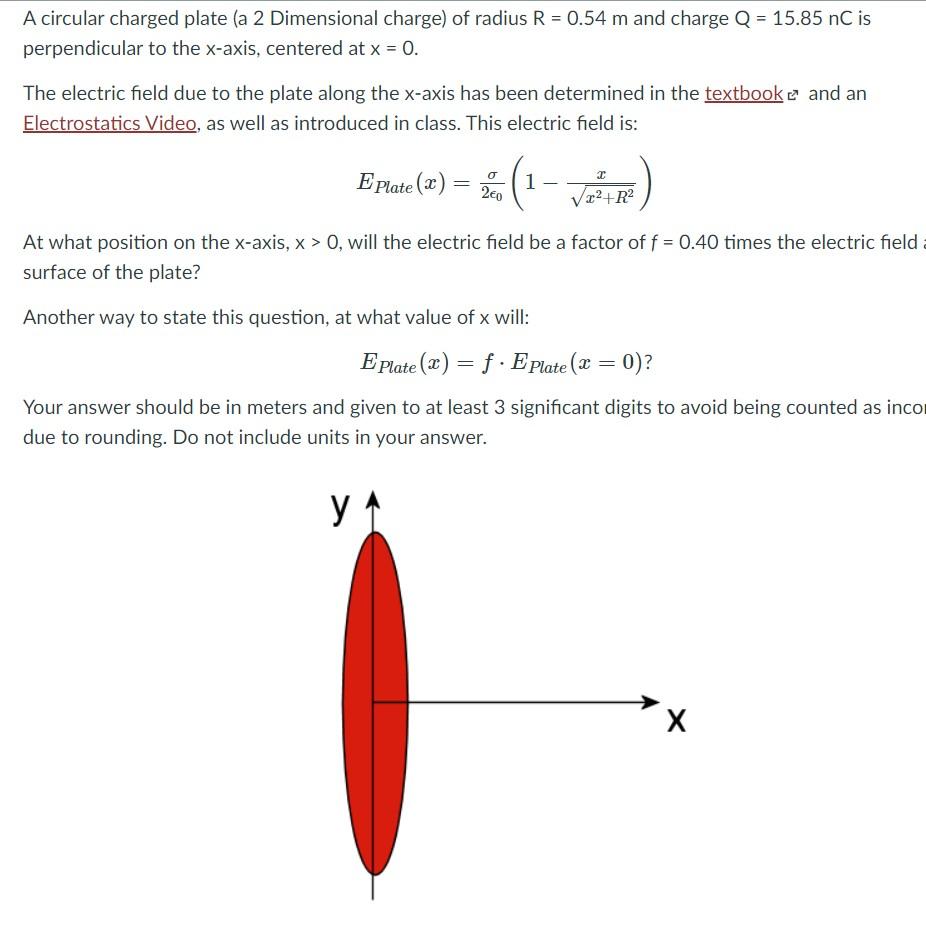 Solved A circular charged plate (a 2 Dimensional charge) of | Chegg.com
