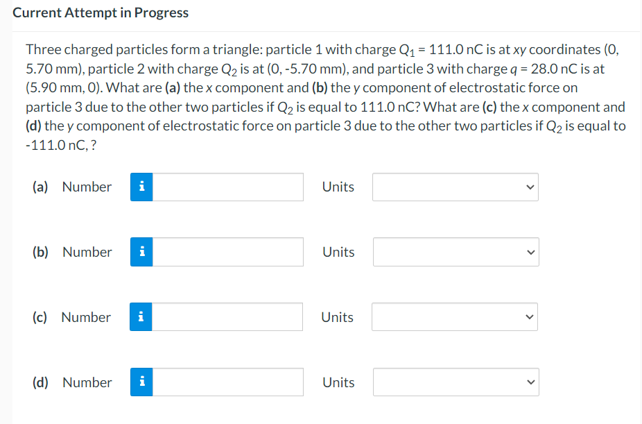 Solved Three charged particles form a triangle: particle 1 | Chegg.com