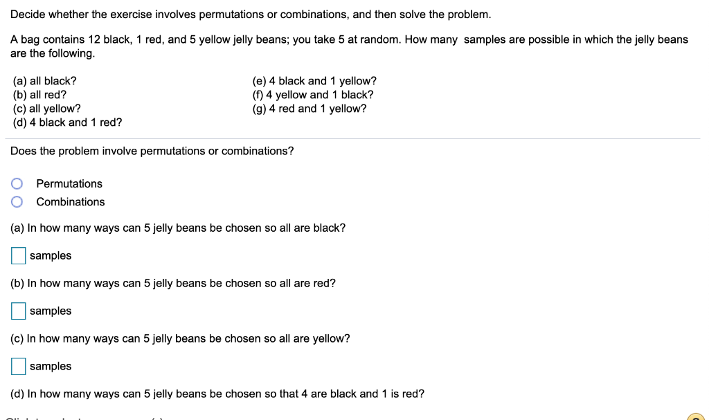 Solved Decide whether the exercise involves permutations or | Chegg.com