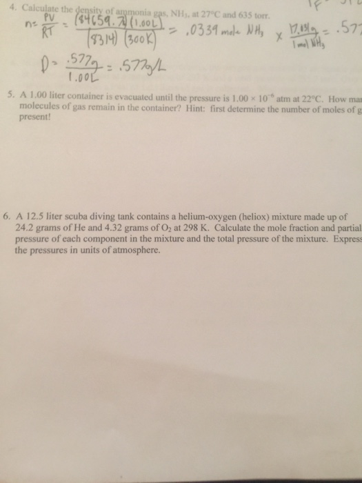 Solved 4. Calculate the density of ammonia gas, NHs, at 27 C | Chegg.com