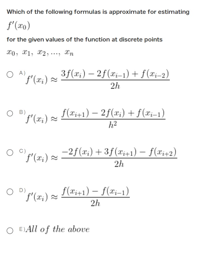 Solved Which of the following formulas is approximate for | Chegg.com