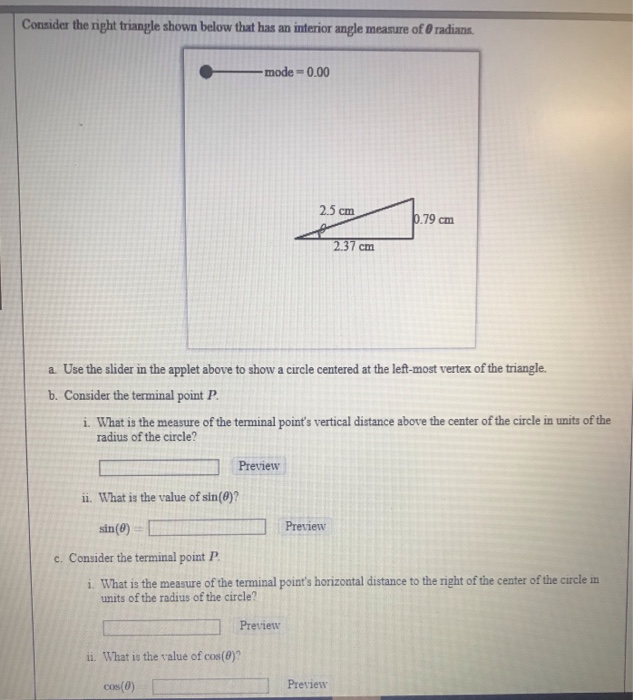 Solved Consider the right triangle shown below that has an | Chegg.com