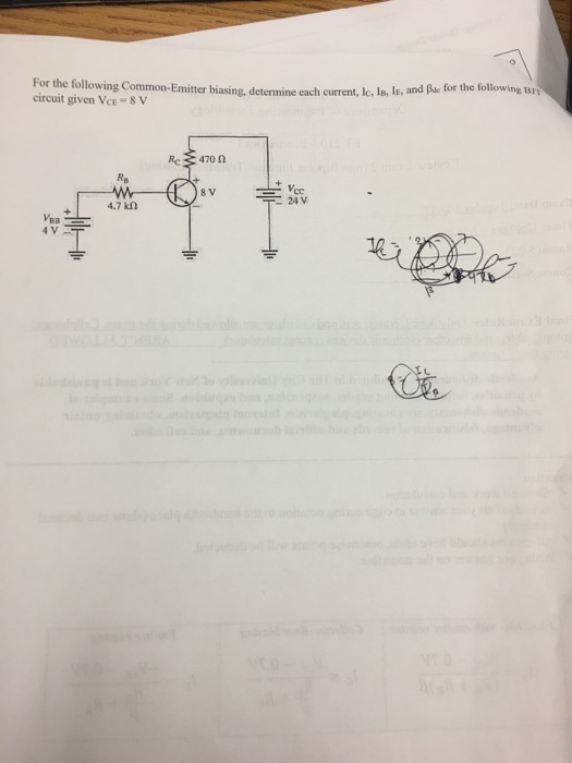 Solved For the following Common-Emitter biasing, determine | Chegg.com