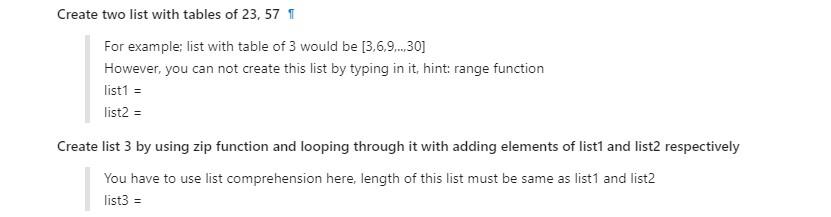 Solved Create two list with tables of 23,57π For example; | Chegg.com