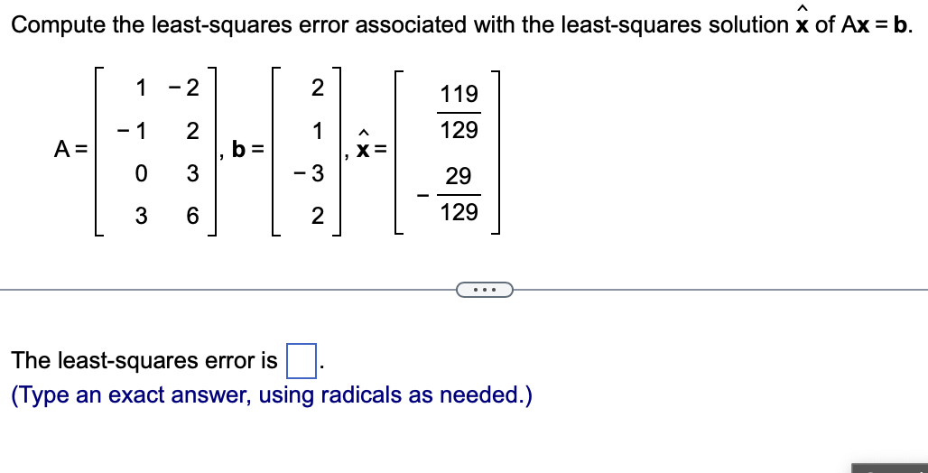 Solved Compute the least-squares error associated with the | Chegg.com