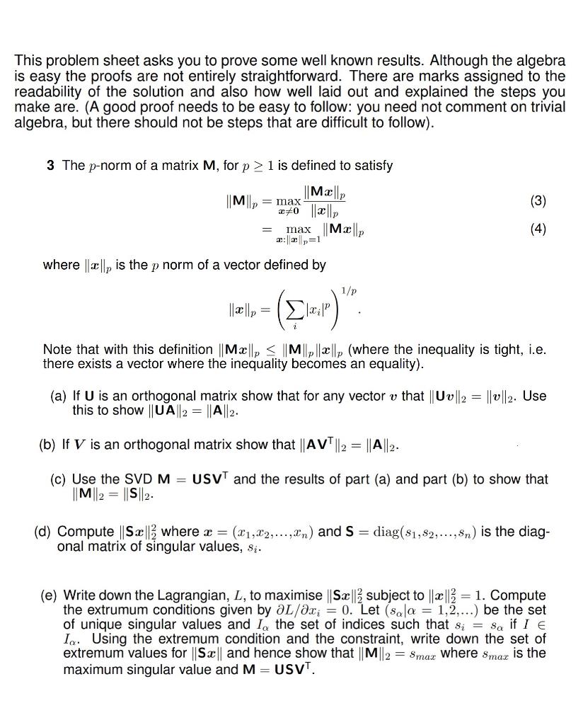 Solved This problem sheet asks you to prove some well known | Chegg.com
