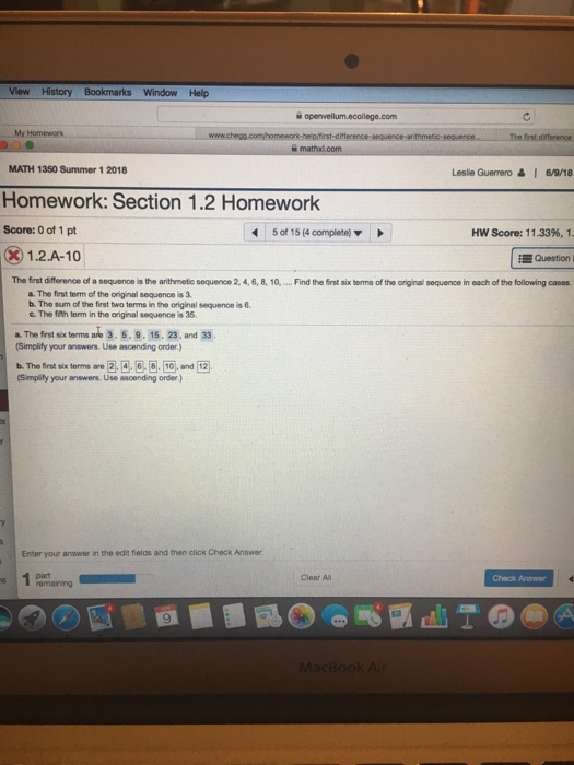 Solved View History Window Help My Homework The first | Chegg.com