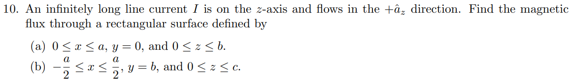 Solved 10. An infinitely long line current I is on the | Chegg.com