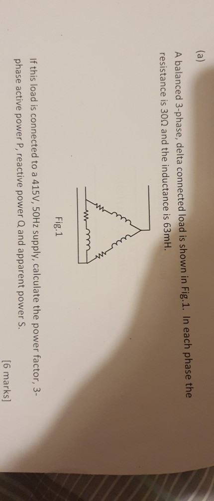 Solved A balanced 3-phase, delta connected load is shown in | Chegg.com