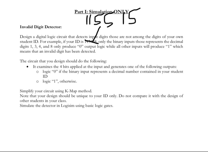 Solved Part I: Simulation ONLY Invalid Digit Detector: | Chegg.com