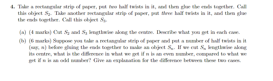 Solved 4. Take a rectangular strip of paper, put two half | Chegg.com