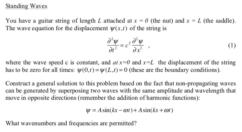 Solved Standing Waves You have a guitar string of length L | Chegg.com