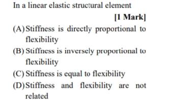 Solved In a linear elastic structural element [1 Mark] | Chegg.com