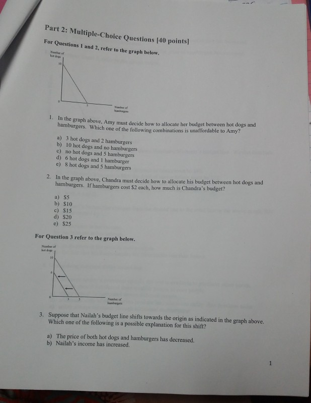 Solved Part 2: Multiple-Choice Questions 140 points) For | Chegg.com
