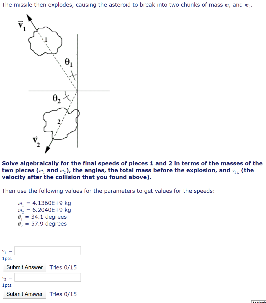 Solved 2-D Collision and Explosion You are analyzing the | Chegg.com