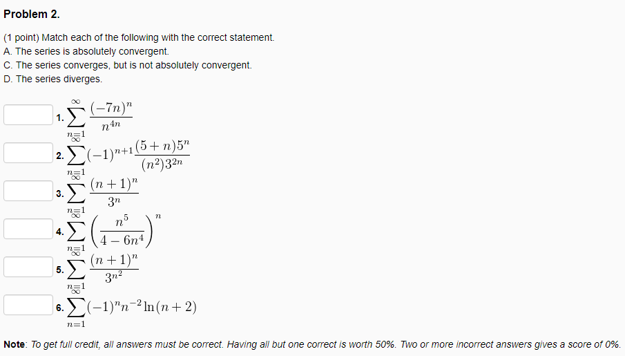 Solved Problem 2. (1 point) Match each of the following with | Chegg.com
