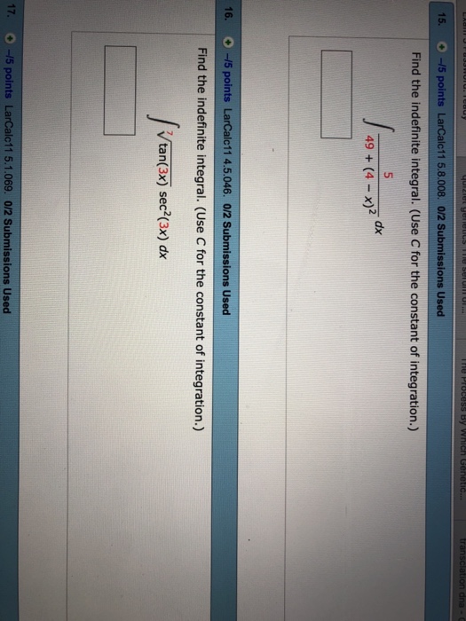Solved dna 15. 15 points LarCalc11 5.8.008. 0/2 Submissions | Chegg.com Solved dna 15. 15 points LarCalc11 5.8.008. 0/2 Submissions | Chegg.com