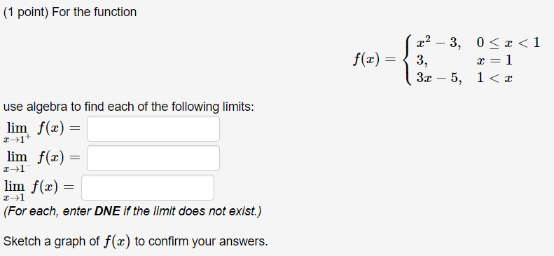 Solved (1 point) For the function | Chegg.com