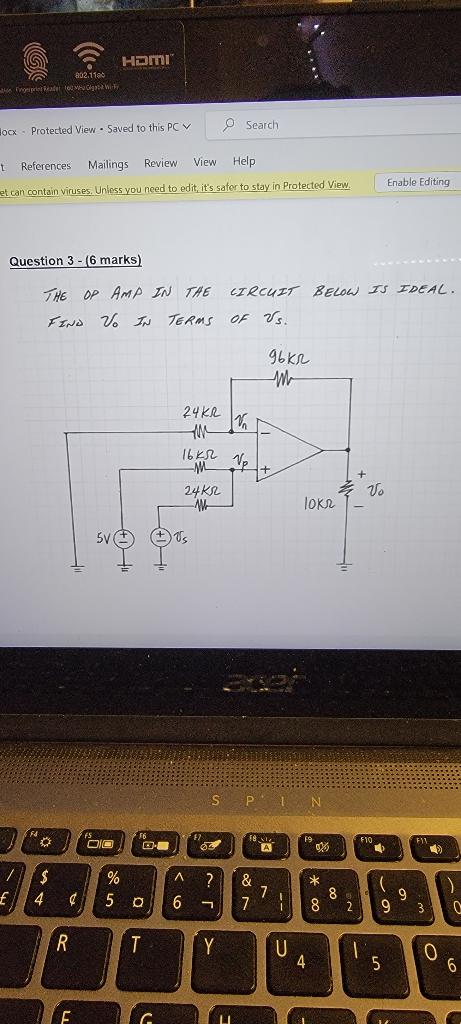 Solved Question 3 - (6 marks ) THE OP AMP IN TAE CIRCUIT | Chegg.com Solved Question 3 - (6 marks ) THE OP AMP IN TAE CIRCUIT | Chegg.com