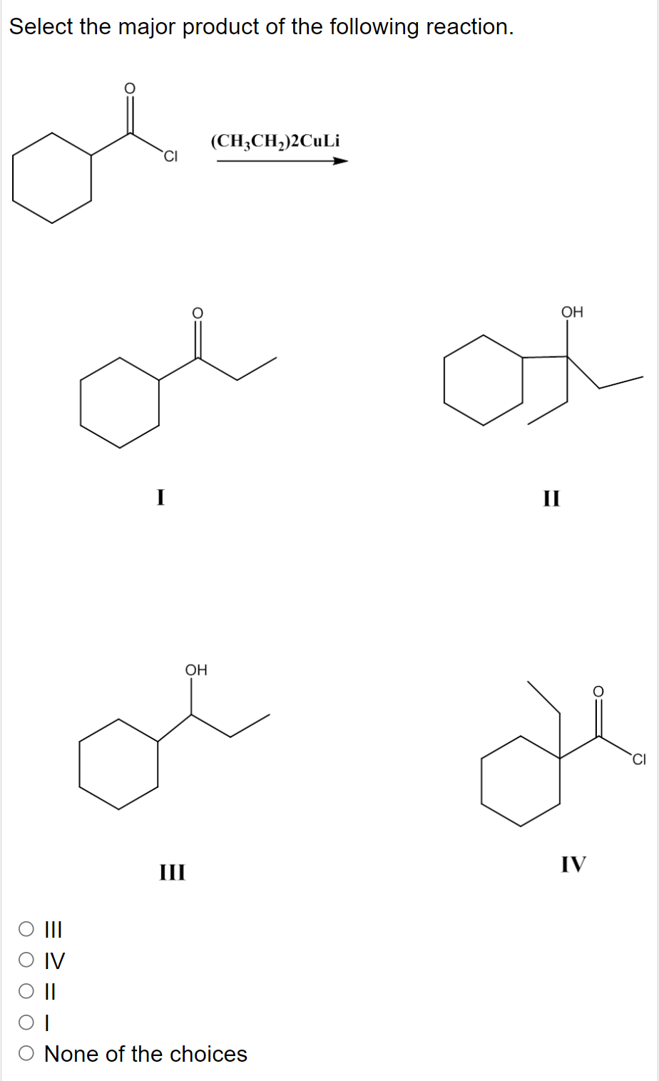 Solved Select the major product of the following reaction. I | Chegg.com