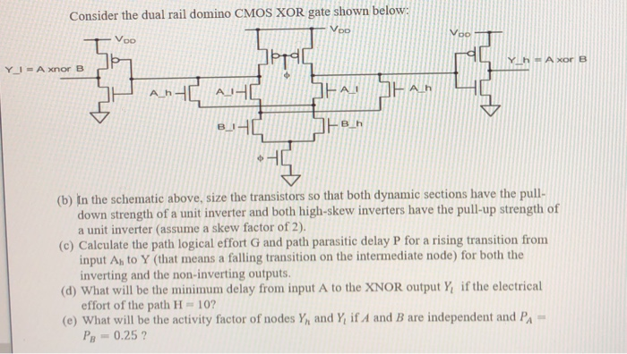 Consider the dual rail domino CMOS XOR gate shown | Chegg.com
