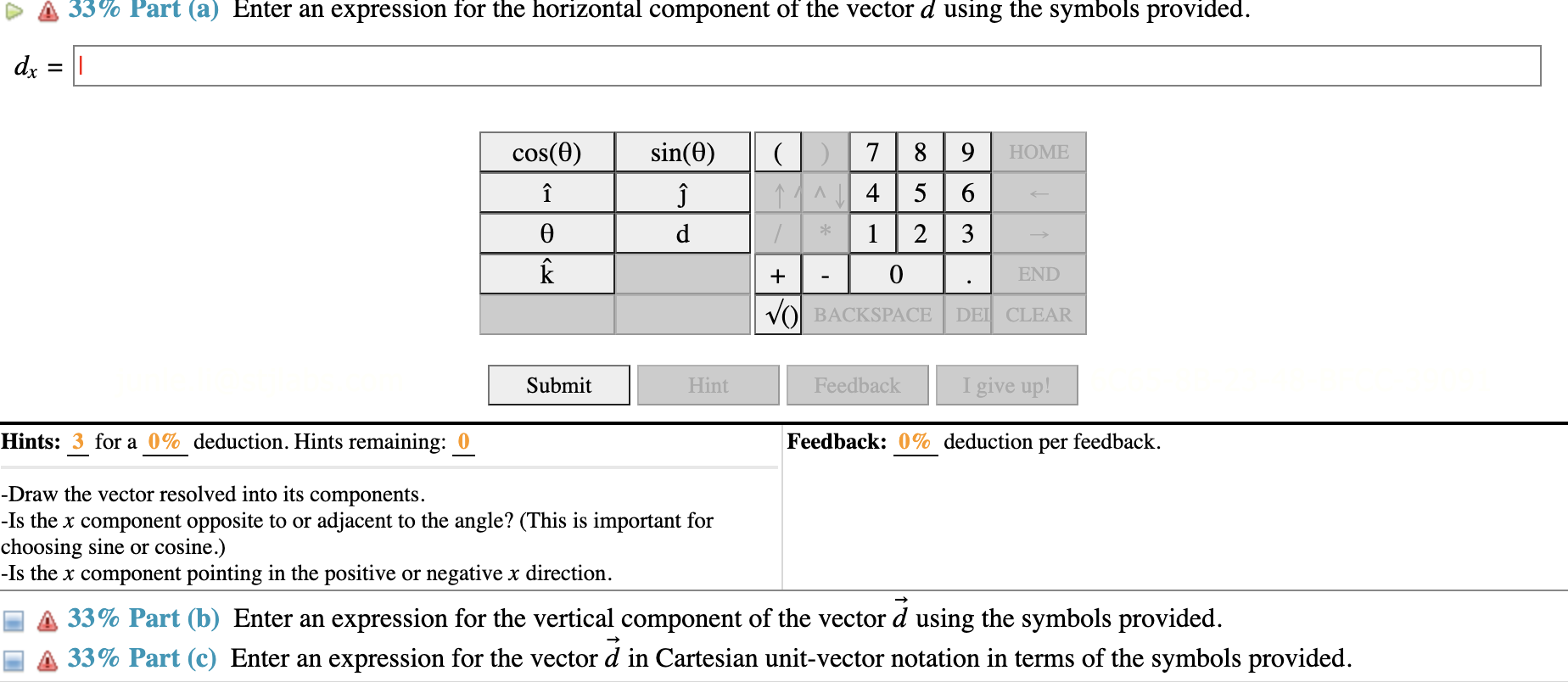 Solved 7 Problem 6 A Displacement Vector D Dxi Dyj