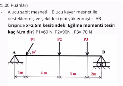 Solved Puanlar) A ucu sabit mesnetli , B ucu kayar mesnet | Chegg.com