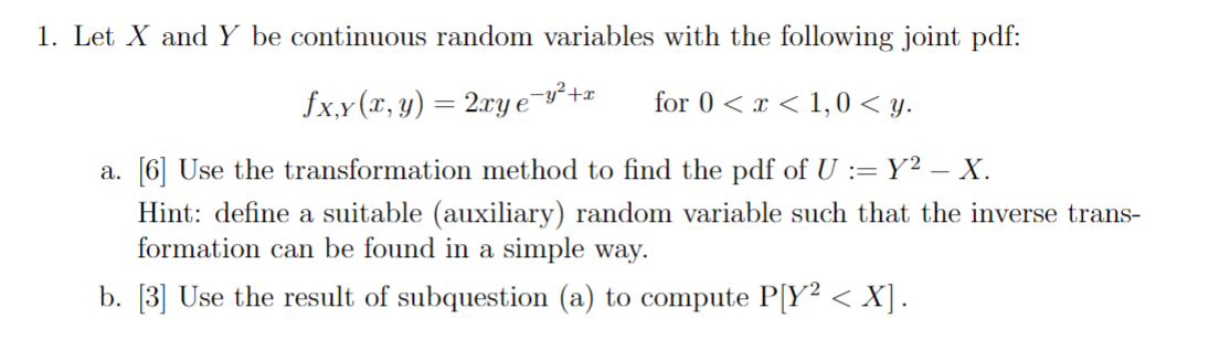 Solved Let X and Y be continuous random variables with the | Chegg.com