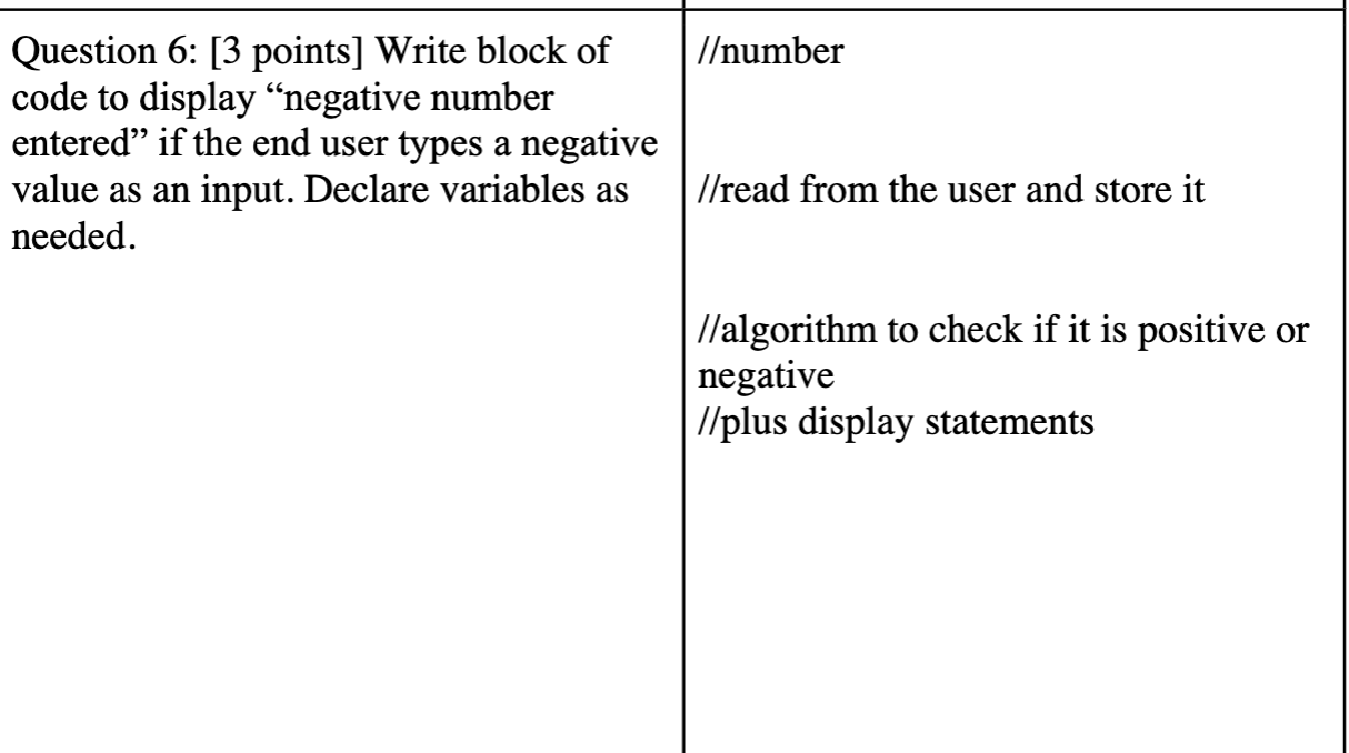 Solved Question 6: [3 points] Write block of // number code | Chegg.com