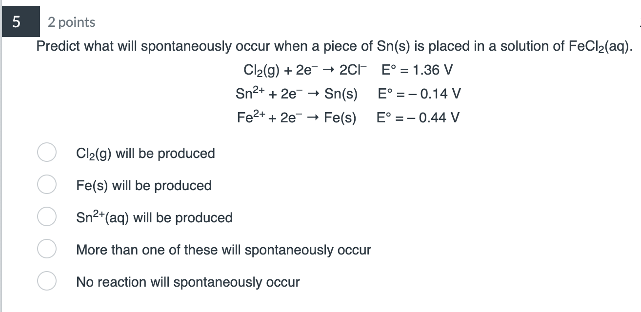 Solved Predict what will spontaneously occur when a piece of | Chegg.com