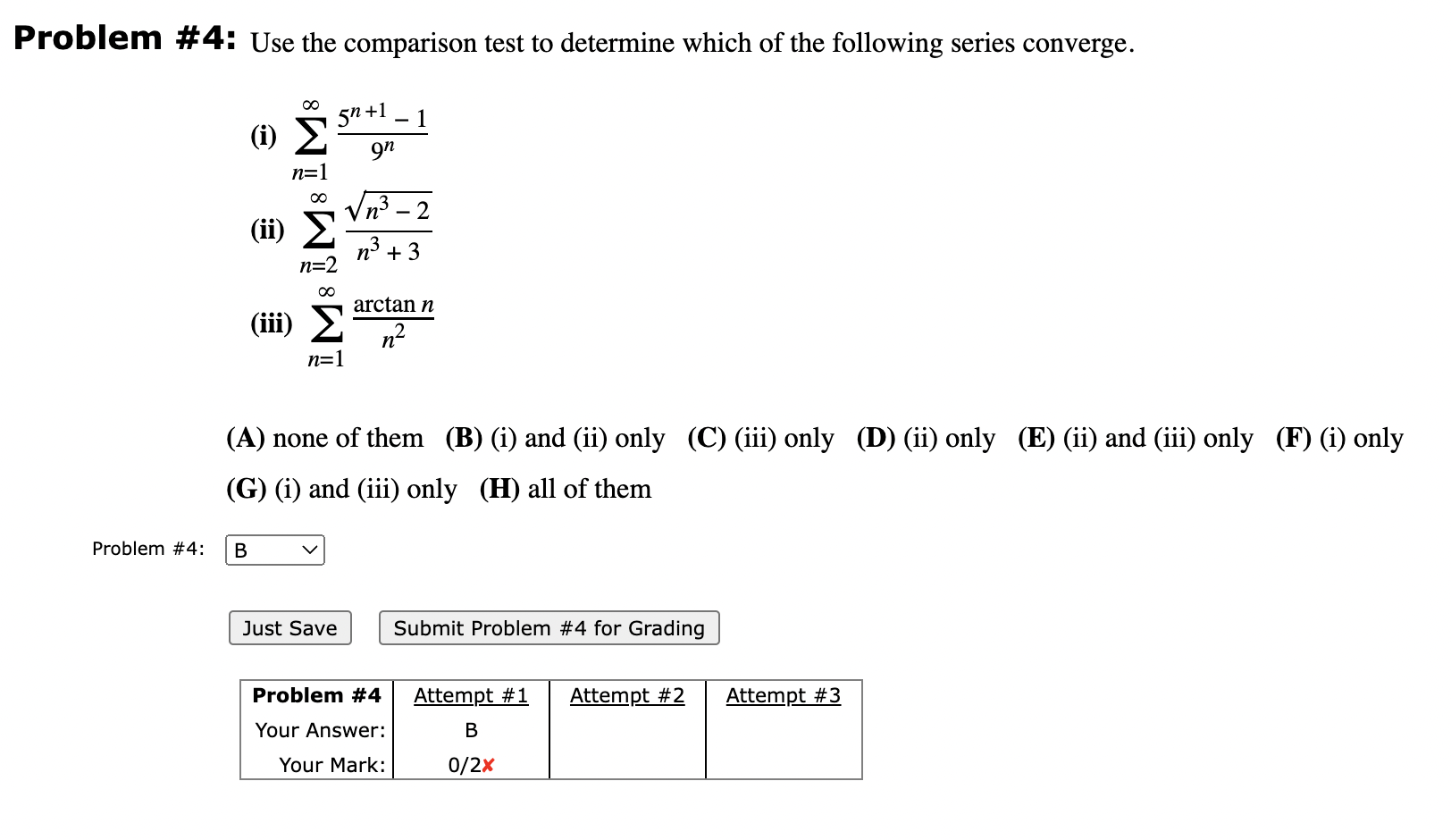 Solved blem \#4: Use the comparison test to determine which | Chegg.com